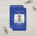 Navy blue light photo funeral prayer card | Zazzle