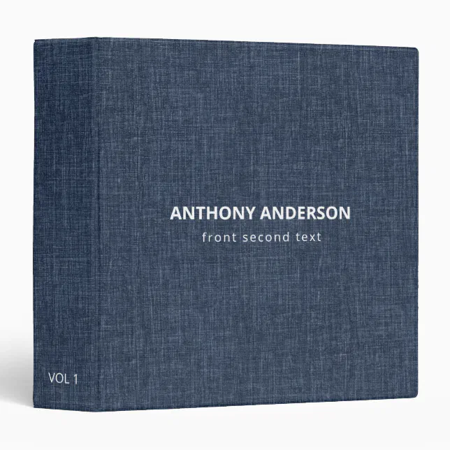 Navy Blue Linen Texture 3 Ring Binder | Zazzle