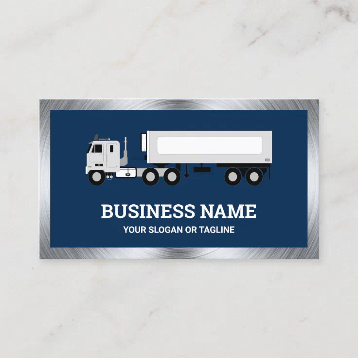 Navy Blue Logistics Transport Truck Trailer Business Card | Zazzle