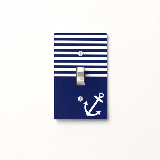 Navy Blue Love Anchor Nautical Light Switch Cover | Zazzle