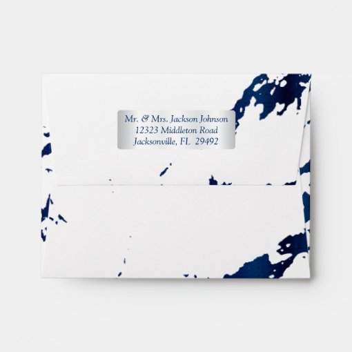 Navy Blue Marble, Silver and White Design Envelope | Zazzle