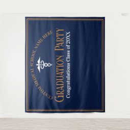 Navy Blue Medical School Graduation Photo Booth Tapestry | Zazzle