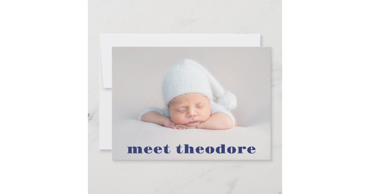 Navy Blue Meet Baby Boy Photo Collage Birth Announ Announcement | Zazzle