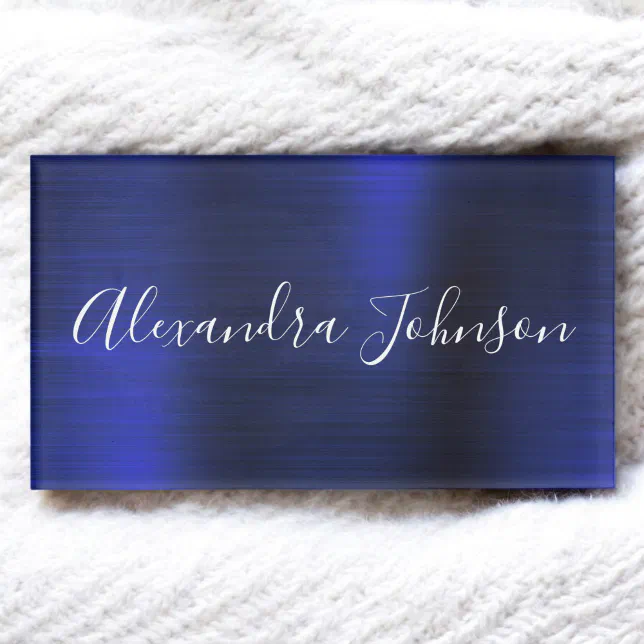 Navy Blue Metallic Foil Modern Business Name Tag | Zazzle