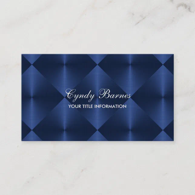 Navy Blue Metallic Look Diamond Tiles Business Card | Zazzle