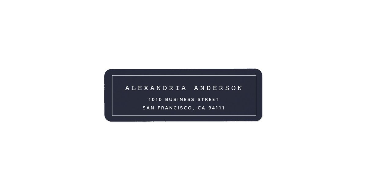 Navy Blue Minimalist Clean Border Address Label | Zazzle