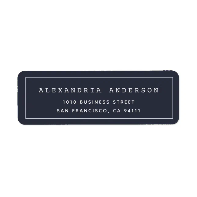 Navy Blue Minimalist Clean Border Address Label | Zazzle