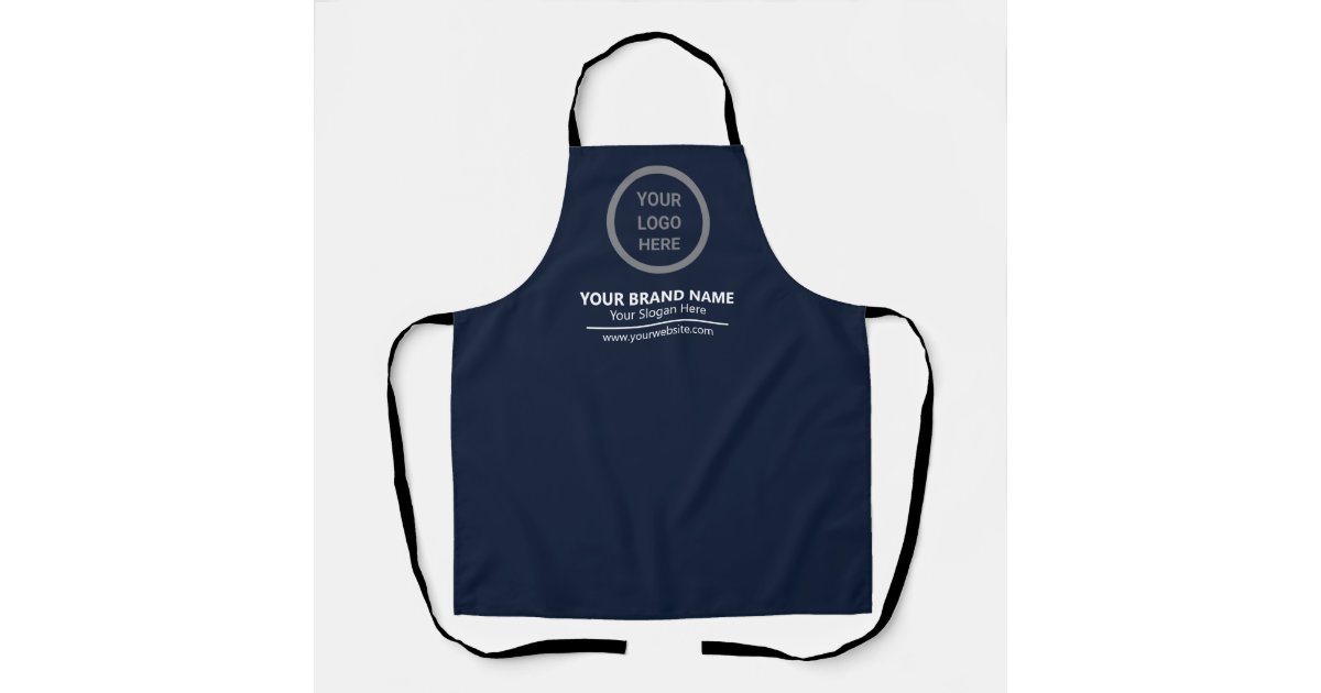 Navy Blue Minimalist Modern Custom Logo Branded Apron | Zazzle