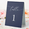 Navy Blue Minimalist Wedding Table Number Table Tent | Zazzle