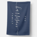 Navy Blue | Modern Calligraphy Family Name House Flag | Zazzle