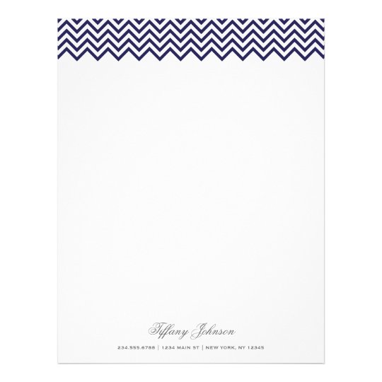 Navy Blue Modern Chevron Border Letterhead | Zazzle.com