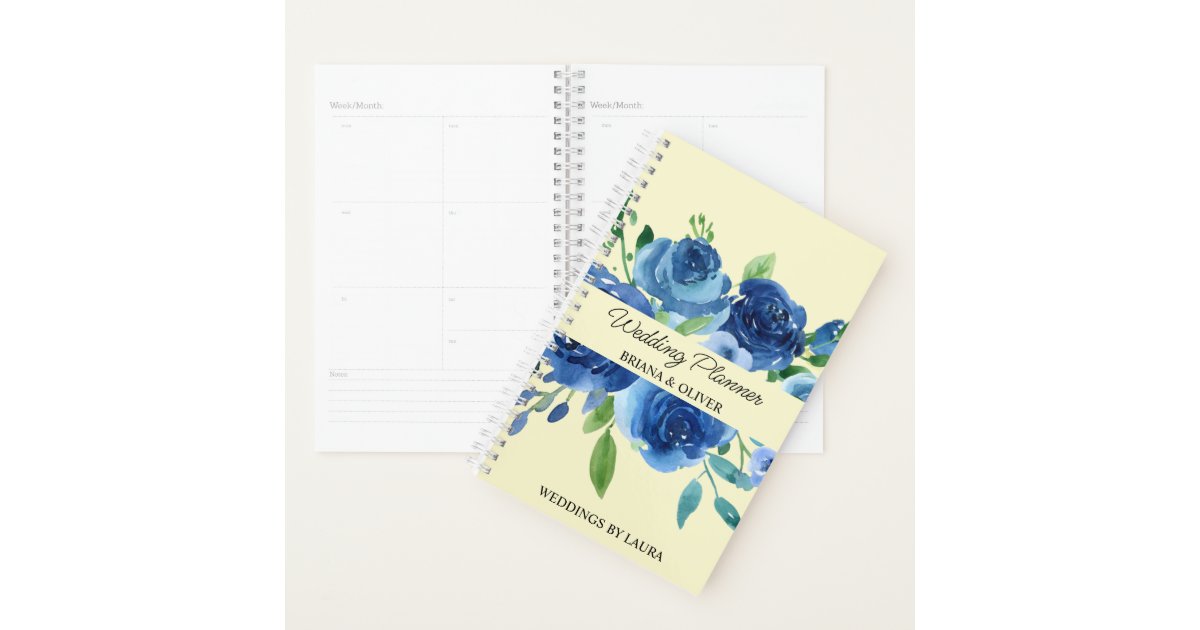 Navy Blue Modern Floral Client Wedding Planner | Zazzle