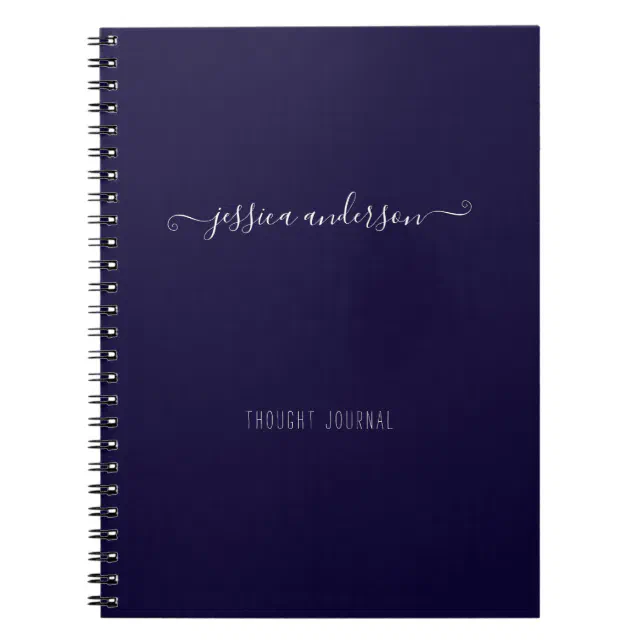 Navy Blue Modern Handwriting Calligraphy Script Notebook | Zazzle