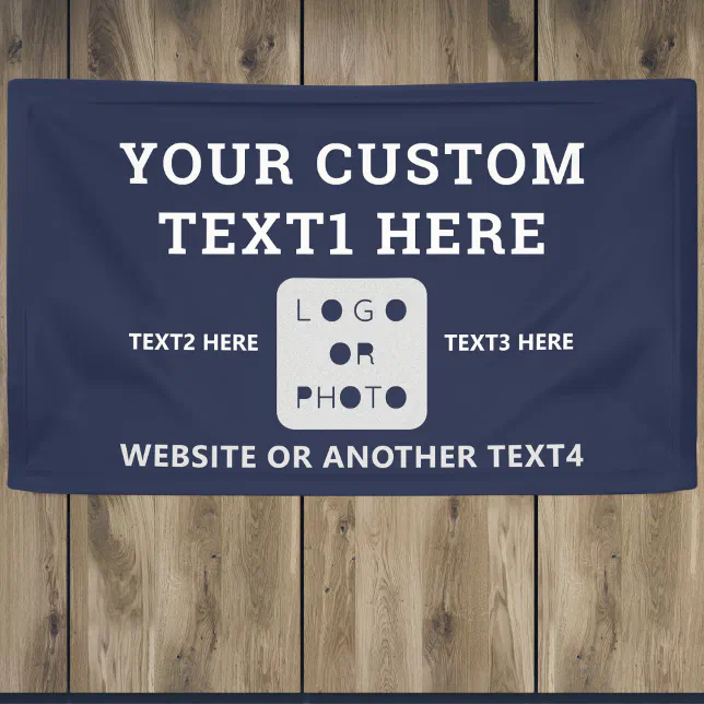 Navy Blue Modern Simple Business Logo Photo Brand Banner | Zazzle