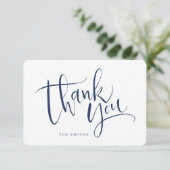 Navy Blue Modern Simple Script Thank You Card | Zazzle