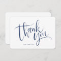 Navy Blue Modern Simple Script Thank You Card | Zazzle