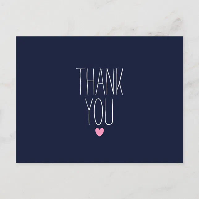 Navy blue modern thank you postcard | Zazzle