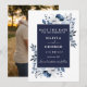 Navy Blue Modern Watercolor Floral Photo Wedding Save The Date | Zazzle