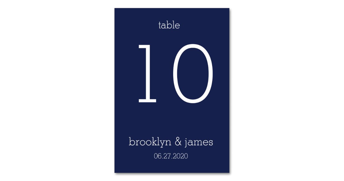 Navy Blue Modern Wedding Table Cards | Zazzle