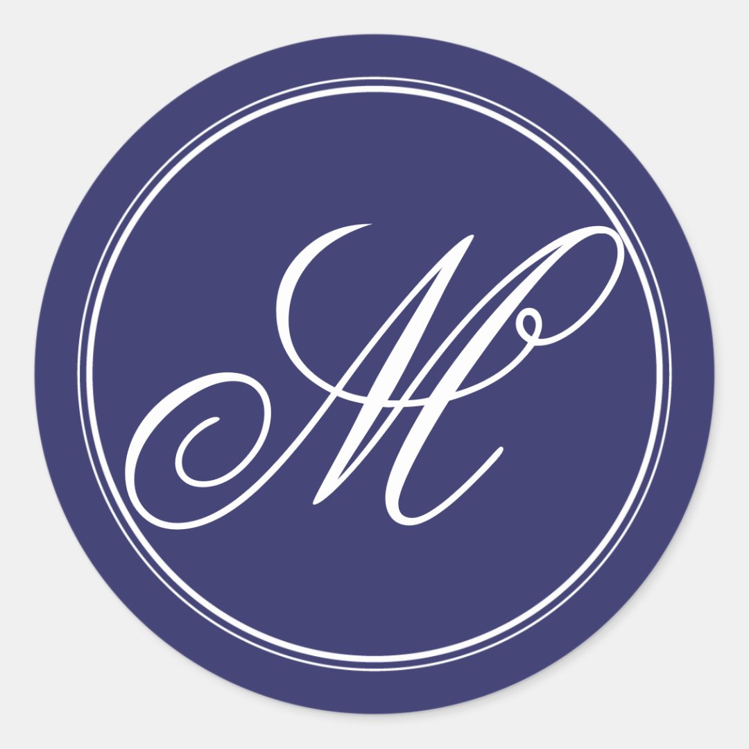 Navy Blue Monogram Stickers | Zazzle