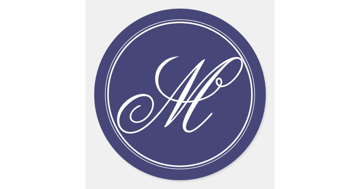 Navy Blue Monogram Stickers | Zazzle