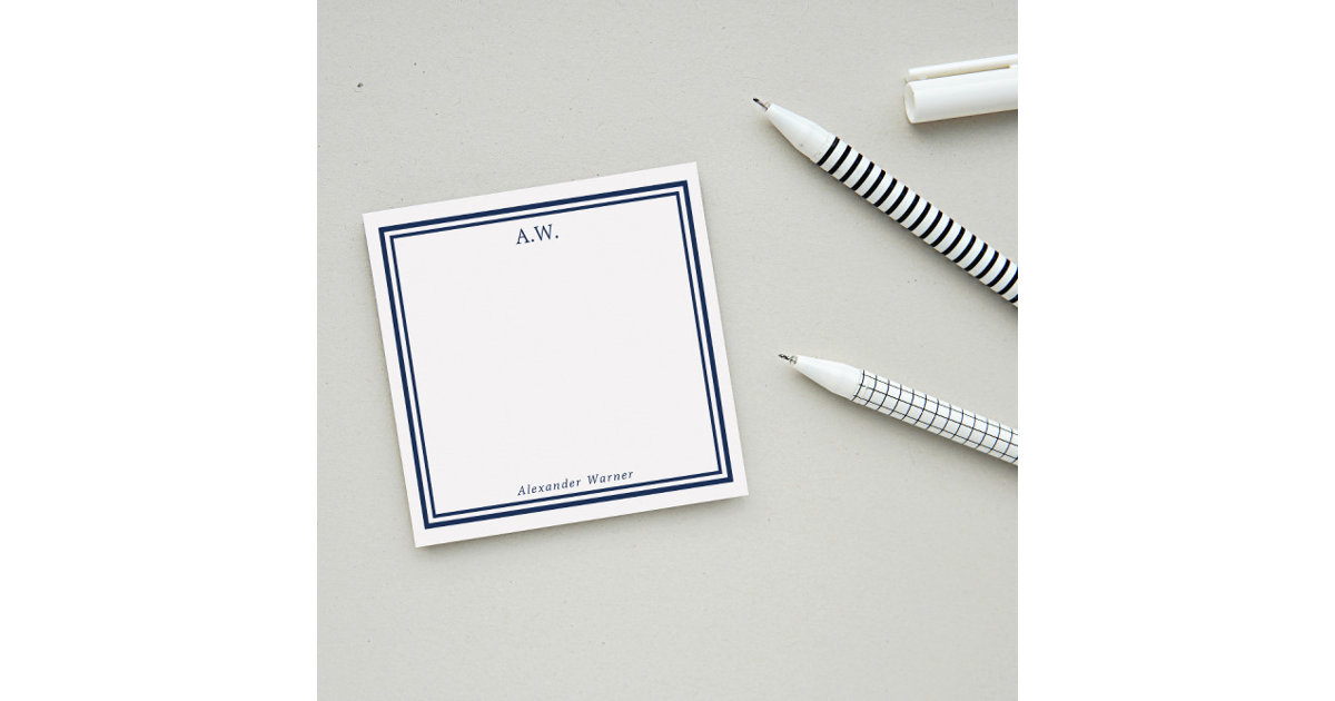 Navy Blue Monogrammed Post-it Notes | Zazzle
