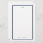 Navy Blue Monogrammed Stationery | Zazzle