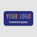 Navy Blue Name Tag Custom Logo Magnetic or Pin | Zazzle