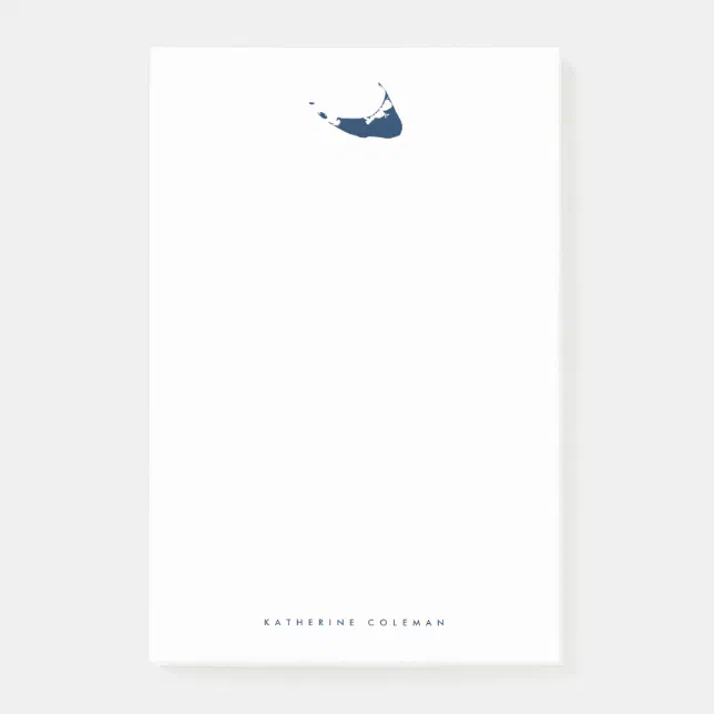 Navy Blue Nantucket Island Map Monogram Post-it Notes | Zazzle