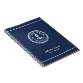 Navy Blue Nautical Anchor Boat Name Captain's Log Notebook | Zazzle