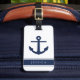 Navy Blue Nautical Anchor Custom Name Luggage Tag | Zazzle