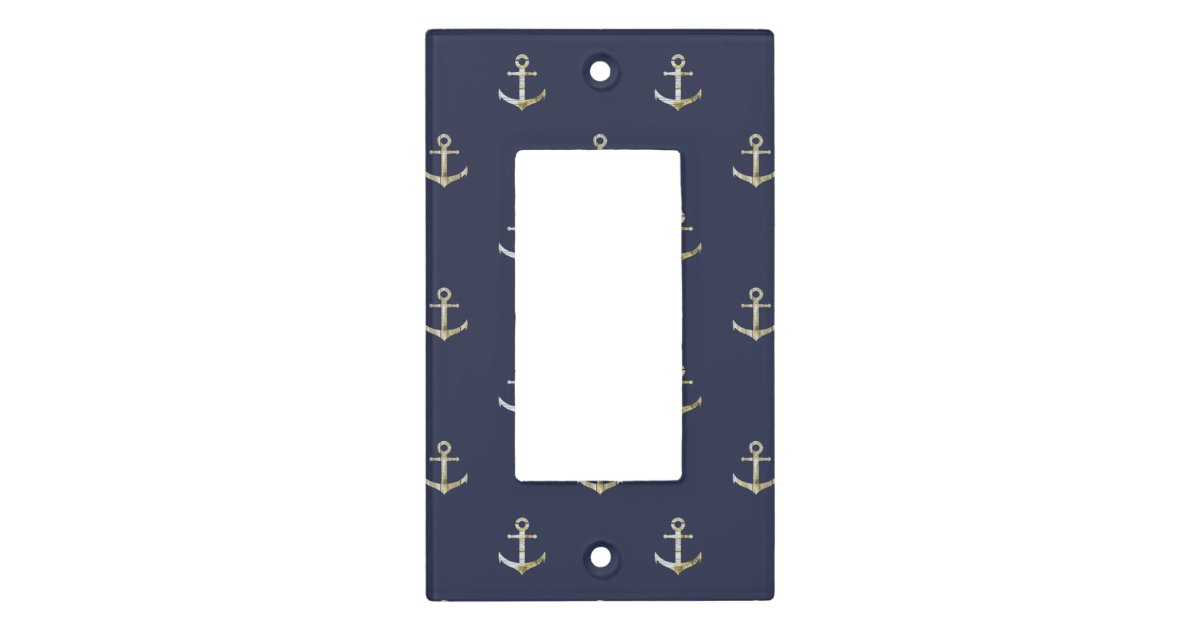 Navy blue nautical anchor light switch cover | Zazzle