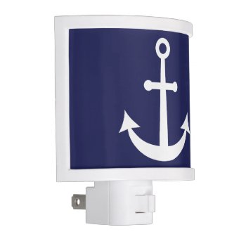 Navy Blue Nautical Anchor Night Light | Zazzle