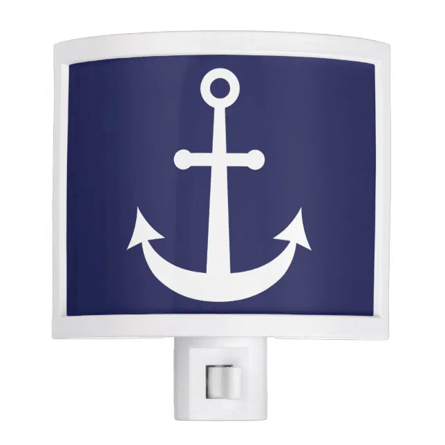 Navy Blue Nautical Anchor Night Light | Zazzle
