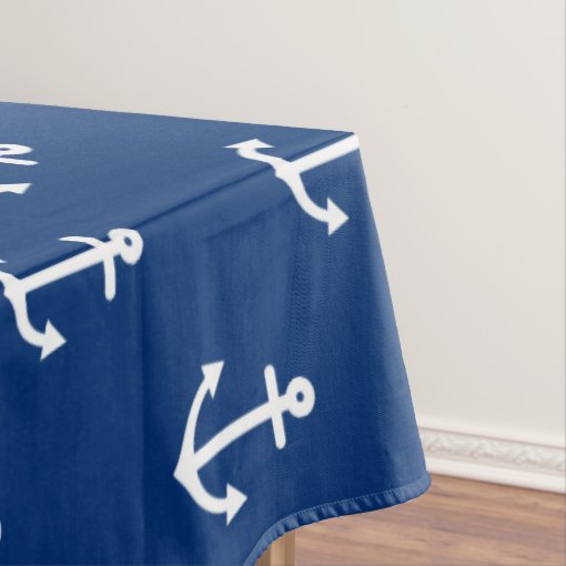 Navy Blue Nautical Anchor Pattern Tablecloth | Zazzle
