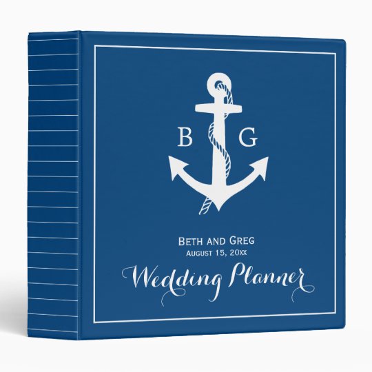Navy Blue Nautical Anchor Wedding Planner Binder | Zazzle.com