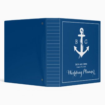 Navy Blue Nautical Anchor Wedding Planner Binder | Zazzle