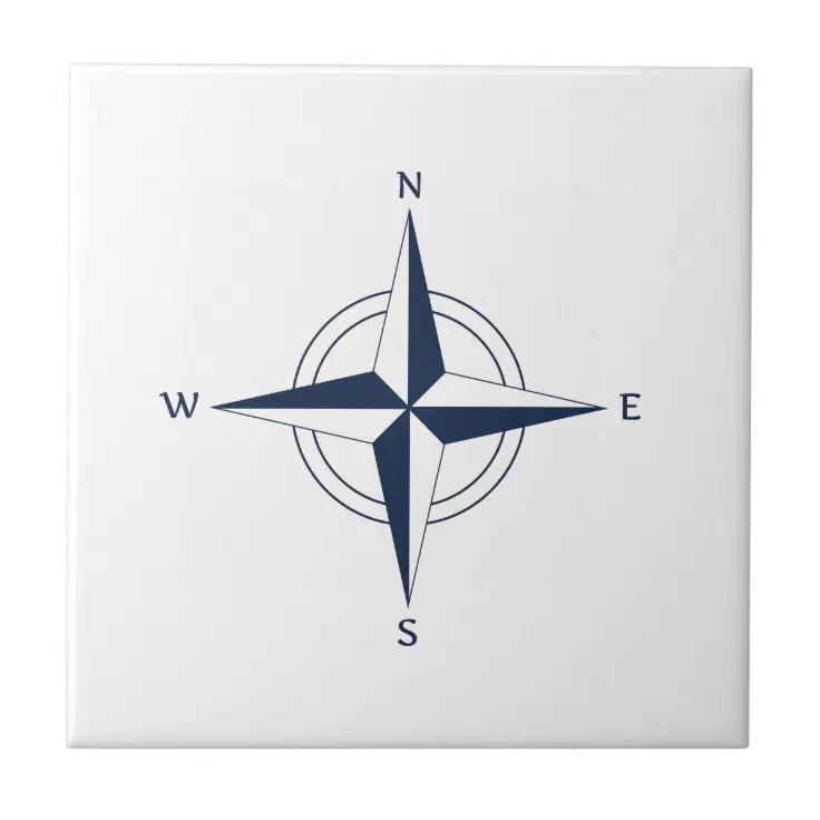 Navy Blue Nautical Compass Tile | Zazzle