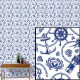 Navy Blue Nautical Design on White Wallpaper | Zazzle