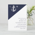 Navy Blue Nautical Minimalist Monogram Wedding Invitation | Zazzle