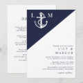 Navy Blue Nautical Minimalist Monogram Wedding Invitation | Zazzle
