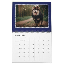 Navy Blue Nautical Rope Frame Photo Calendar | Zazzle