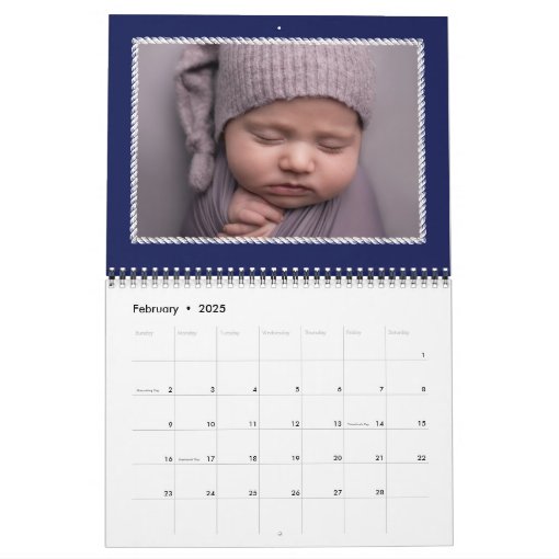 Navy Blue Nautical Rope Frame Photo Calendar | Zazzle