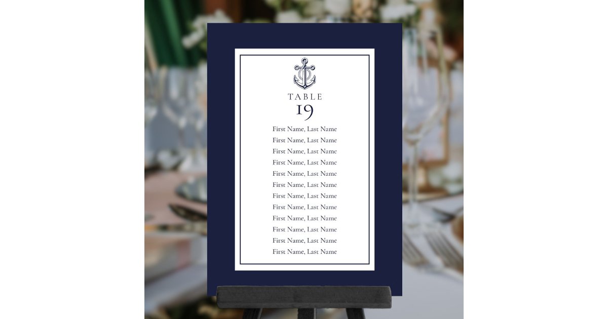 Navy Blue Nautical Seating Chart Table Number | Zazzle