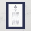 Navy Blue Nautical Seating Chart Table Number | Zazzle
