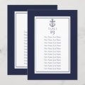 Navy Blue Nautical Seating Chart Table Number | Zazzle