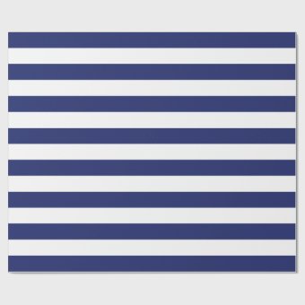 Navy Blue Nautical Stripes Wrapping Paper | Zazzle