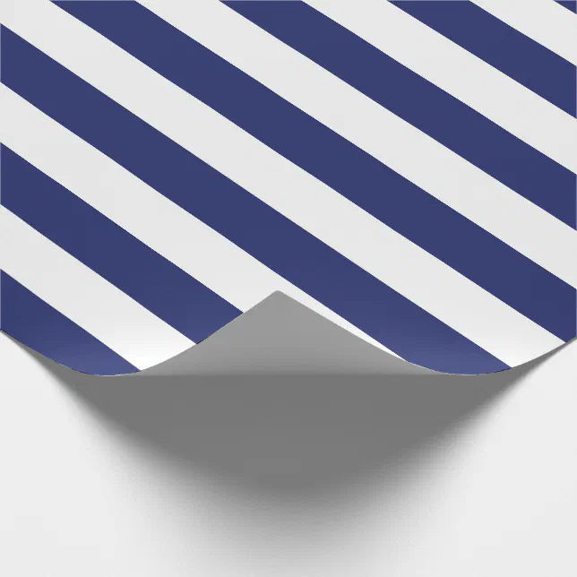 Navy Blue Nautical Stripes Wrapping Paper | Zazzle