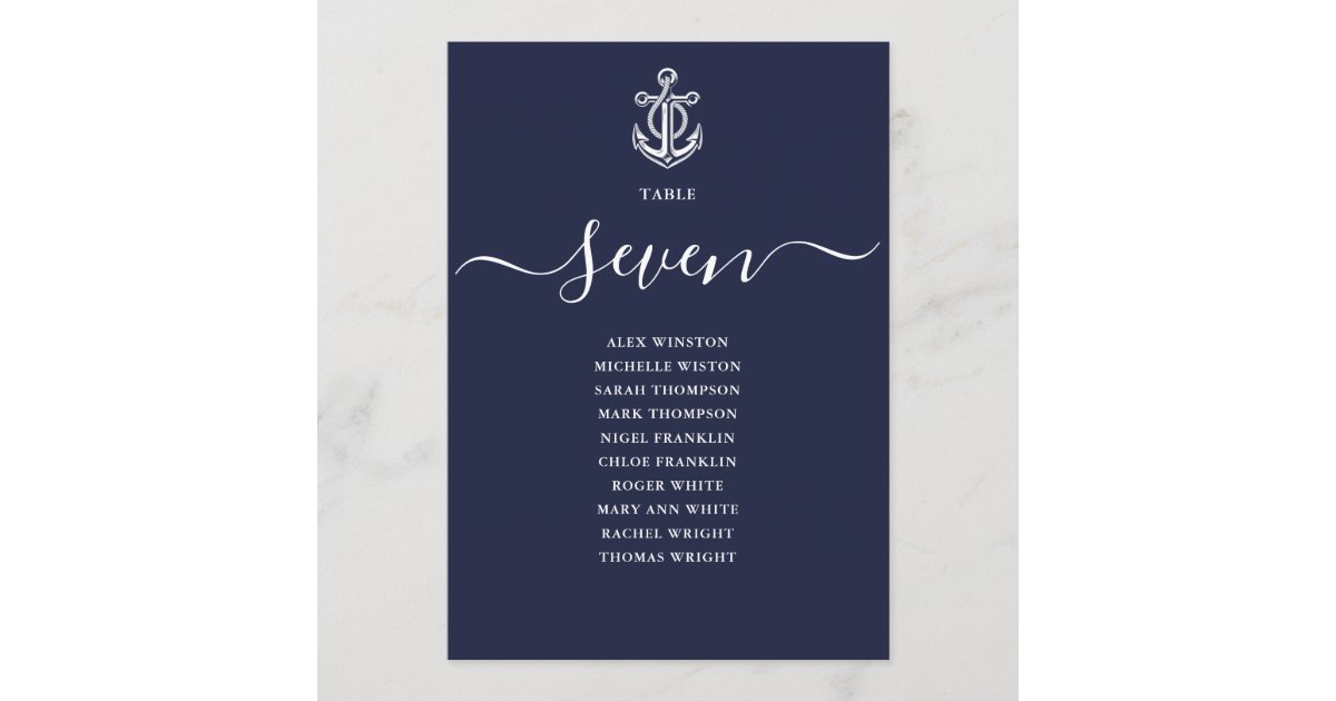 Navy Blue Nautical Table Number Seating Chart | Zazzle