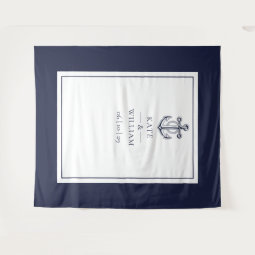 Navy Blue Nautical Wedding Photo Booth Backdrop | Zazzle